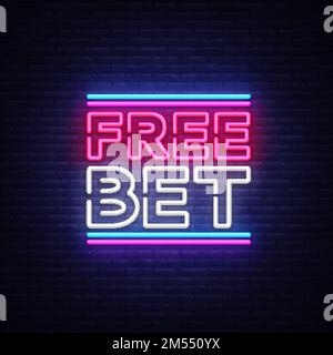 Free Bet Neon sign vector. Light banner, bright night neon sign on the ...