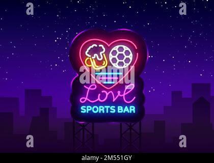 Sports bar logo neon vector. Sports pub neon sign, Football scoreboard ...