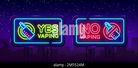 Vaping neon signs collection vector template, light banner, bright ...