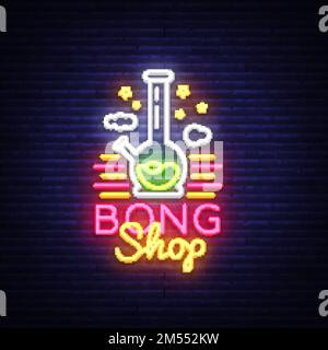 Bong Shop neon sign. Logo design template for shop advertising or ...