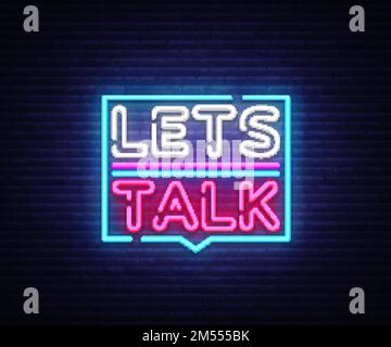 Let's Talk banner label, badge icon with megaphone. Flat design Stock ...
