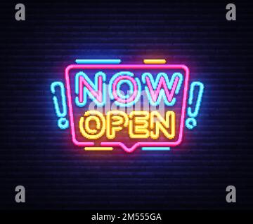 Now Open neon signs vector. Now Open Design template neon sign, light ...