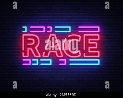 Drag Racing neon sign vector. Racing design template neon sign, light ...