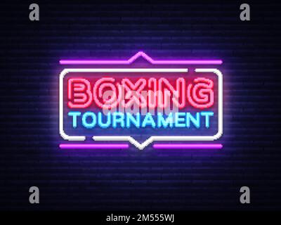 Boxing Tournament neon sign vector. Boxing Design template neon sign ...