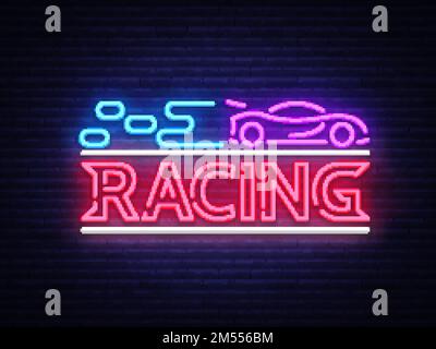 Street Racing Night Neon Logo Vector. Racing neon sign, design template ...