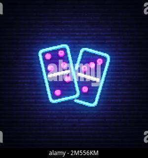 Domino Neon Logo Vector. Domino neon sign, design template, modern ...