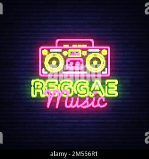 Reggae Music Neon Logo Vector. Reggae neon sign concept, design ...