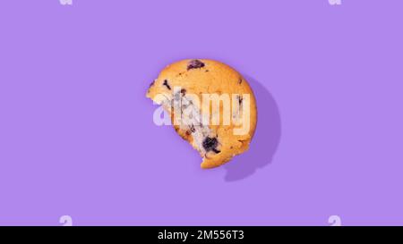 A bitten blueberry muffin isolated on a purple background Stock Photo ...