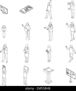 Agitation icons set. Isometric set of agitation vector icons for web ...