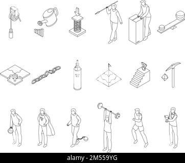 Effort icons set. Isometric set of effort vector icons for web design ...