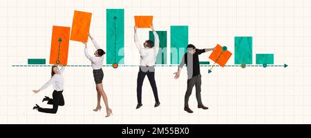 Creative design. Well-coordinated team, colleagues, employees ...