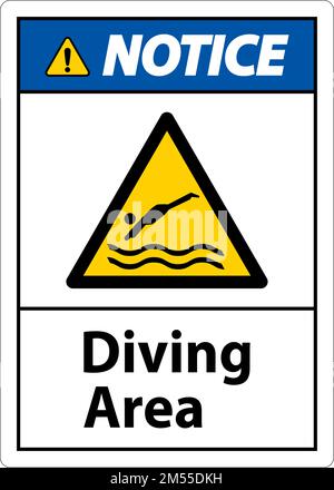 Notice Diving Area Hazard Sign On White Background Stock Vector Image ...