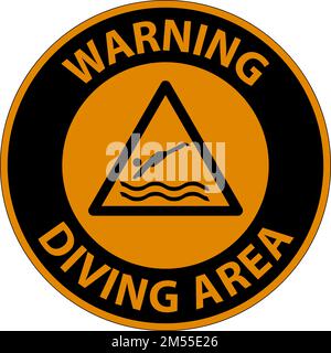 Warning Diving Area Hazard Sign On White Background Stock Vector Image ...