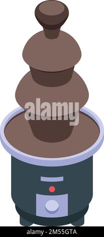 Candy milk fondue icon isometric vector. Chocolate fountain. Cocoa food ...