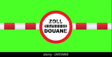Cartoon zoll douane signboard. Vector road sign, Translation for zoll ...