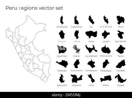 Peru map collection. Borders of Peru for your infographic. Colored ...