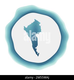 Coron Island Badge. Round logo of island with triangular mesh map and ...