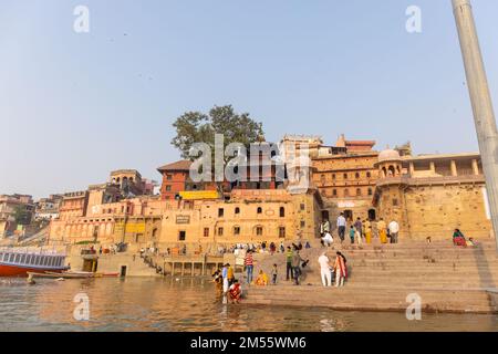 Architecture of ancient building, Historic Varanasi city with ancient ...