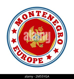 Montenegro icon. Round logo with country map and title. Stylish ...
