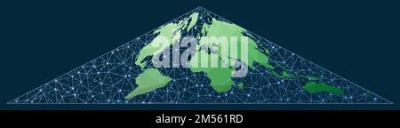 Abstract telecommunication world map. Collignon projection. World ...