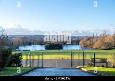The view towards the boating lake at Saltwell Park - a public park in ...