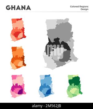 Isolated colored map of Ghana with borders of the regions Stock Vector ...