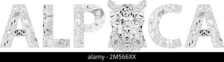 ALPACA in Russian zentangle styled. May be used for print on t-shirt ...