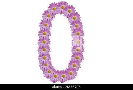 flower number zero. Floral element of colorful alphabet made from ...