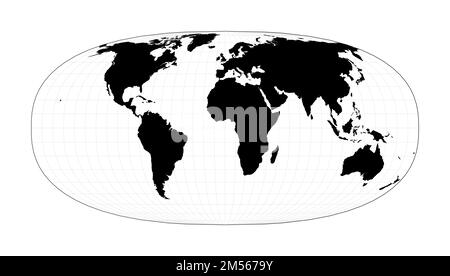 Vector world map. Waldo R. Tobler's hyperelliptical projection. Plain ...