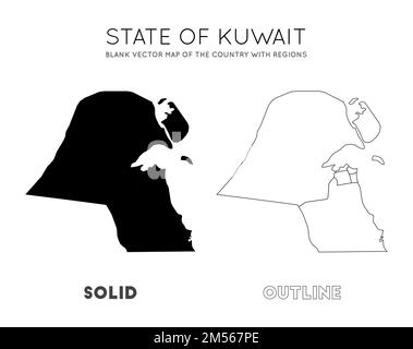 Kuwait map. Blank vector map of the country. Borders of Kuwait for your ...