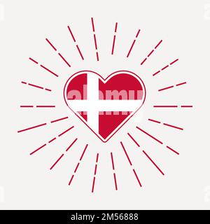 Denmark heart flag badge. Denmark logo with grunge texture. Flag of the ...
