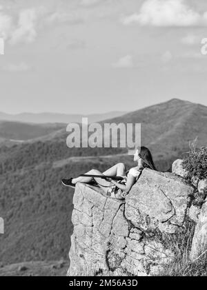 Observing point. Army forces. Fight for freedom. Sniper concept. Girl ...