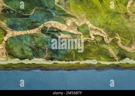 fantasy paper landscape created with marbled lokta paper and sheets of ...