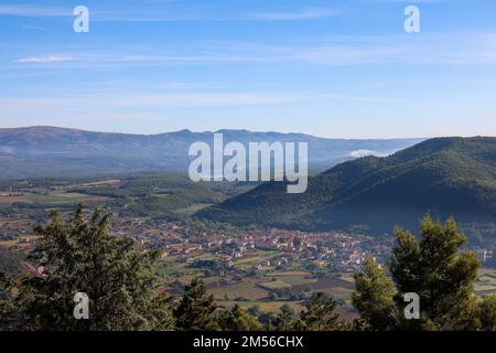 The cityscape and mountains of Moliterno in southern Italy captured ...
