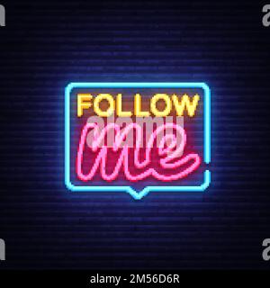 Follow Us Neon Text Vector. Follow Us neon sign, design template ...