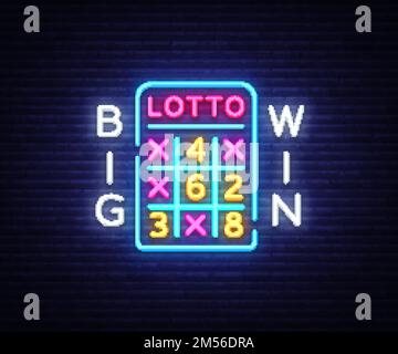 Lottery Neon Logo Vector. Lotto neon sign, design template, modern ...
