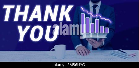 Conceptual display Thank You. Business approach replaying on something ...