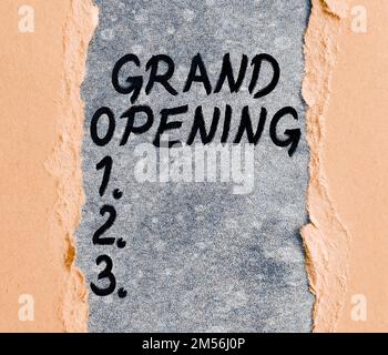 Sign displaying Grand Opening. Word Written on Ribbon Cutting New ...
