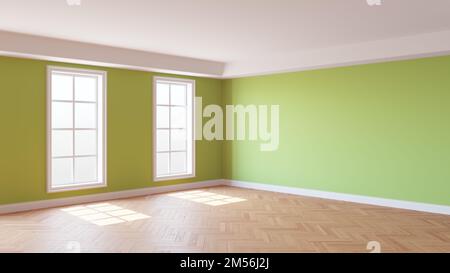 Cozy living room interior with green walls. Modern design solution ...
