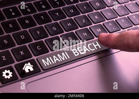 Writing displaying text Miami Beach. Business idea the coastal resort ...