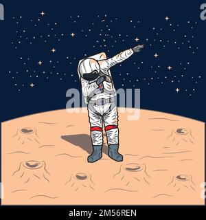 [vector illustration] [astronauts doing celebration on the moon] [flat ...