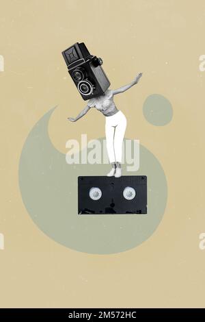 Creative retro 3d magazine collage image of funky smiling xmas santa ...