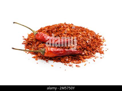 Heap of chipotle chili flakes isolated on white background Stock Photo ...
