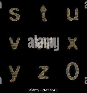 3D Render Set of Reptile Creeper Font including Letters, Numbers and ...
