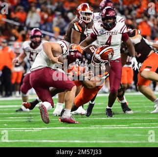 New Mexico State quarterback Diego Pavia prepares to throw a pass ...
