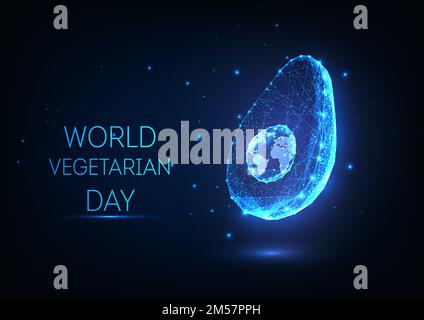 Concept of World Vegetarian Day with abstract glowing apple and world ...