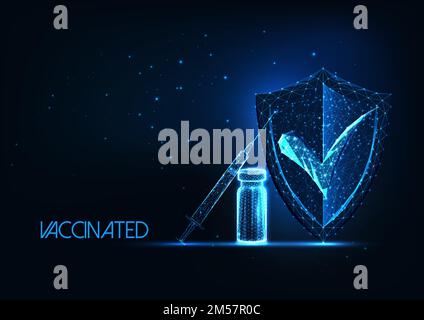 Futuristic coronavirus Covid-19 vaccine concept with glowing low ...