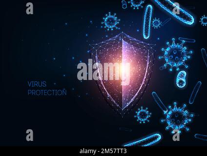 Futuristic glowing low polygonal hiv, influenza or rotavirus cells on ...