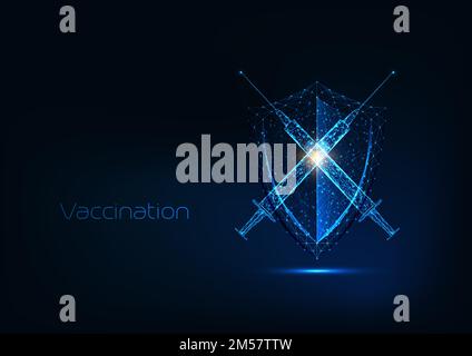 Futuristic glowing low polygonal crest shield with green Laurel wreath ...