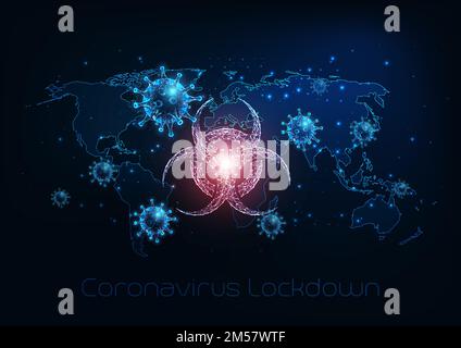 Futuristic global lockdown due to coronavirus COVID-19 disease with ...